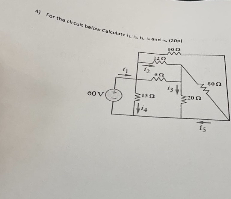 Solved For the circuit below Calculate i2,i2,i3,i4 ﻿and | Chegg.com