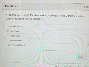 Solved code class="asciimath">Question 5 ﻿For NMOS, | Chegg.com
